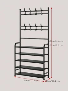 1pc Floor-Standing Coat Hat Shoe Rack Combination, Household Shoe Hat ...