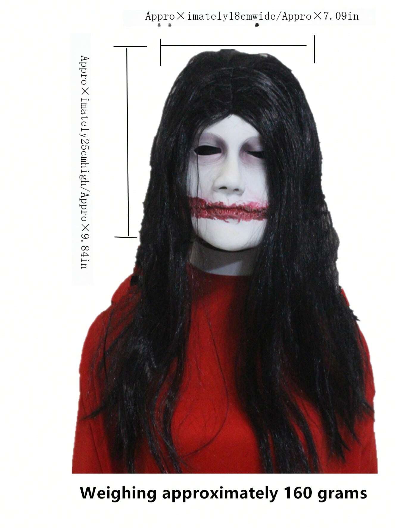 Halloween Mask With Black Hair And Sewn Mouth, Suitable For Role ...