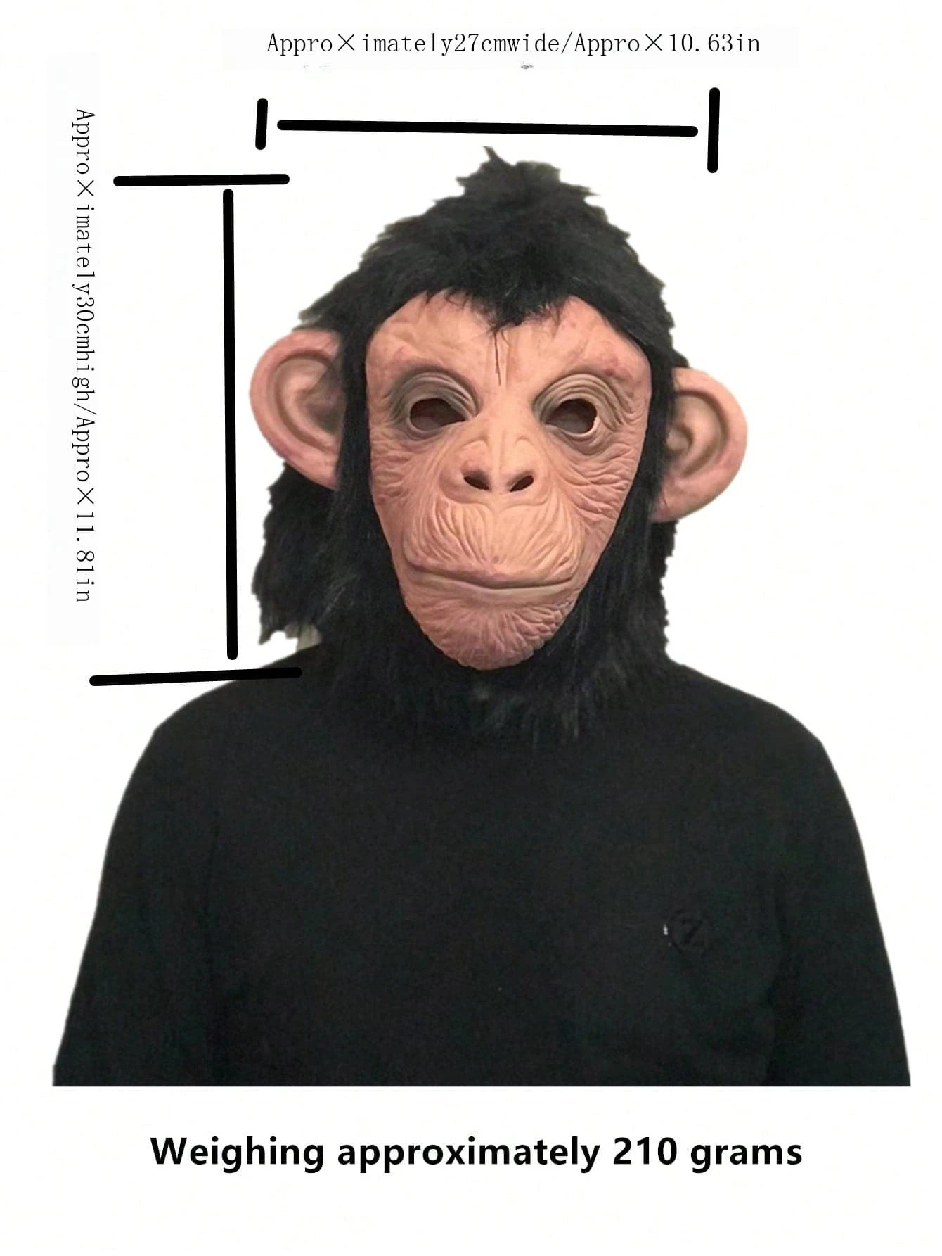 Gorilla Head Halloween Mask With Fur, Scary Monkey Head Mask Same Style ...