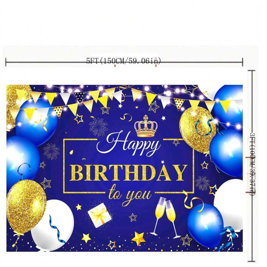 Glitter Navy Blue Gold Happy Birthday Party Backdrops Birthday Photography Backgrounds Royal ...