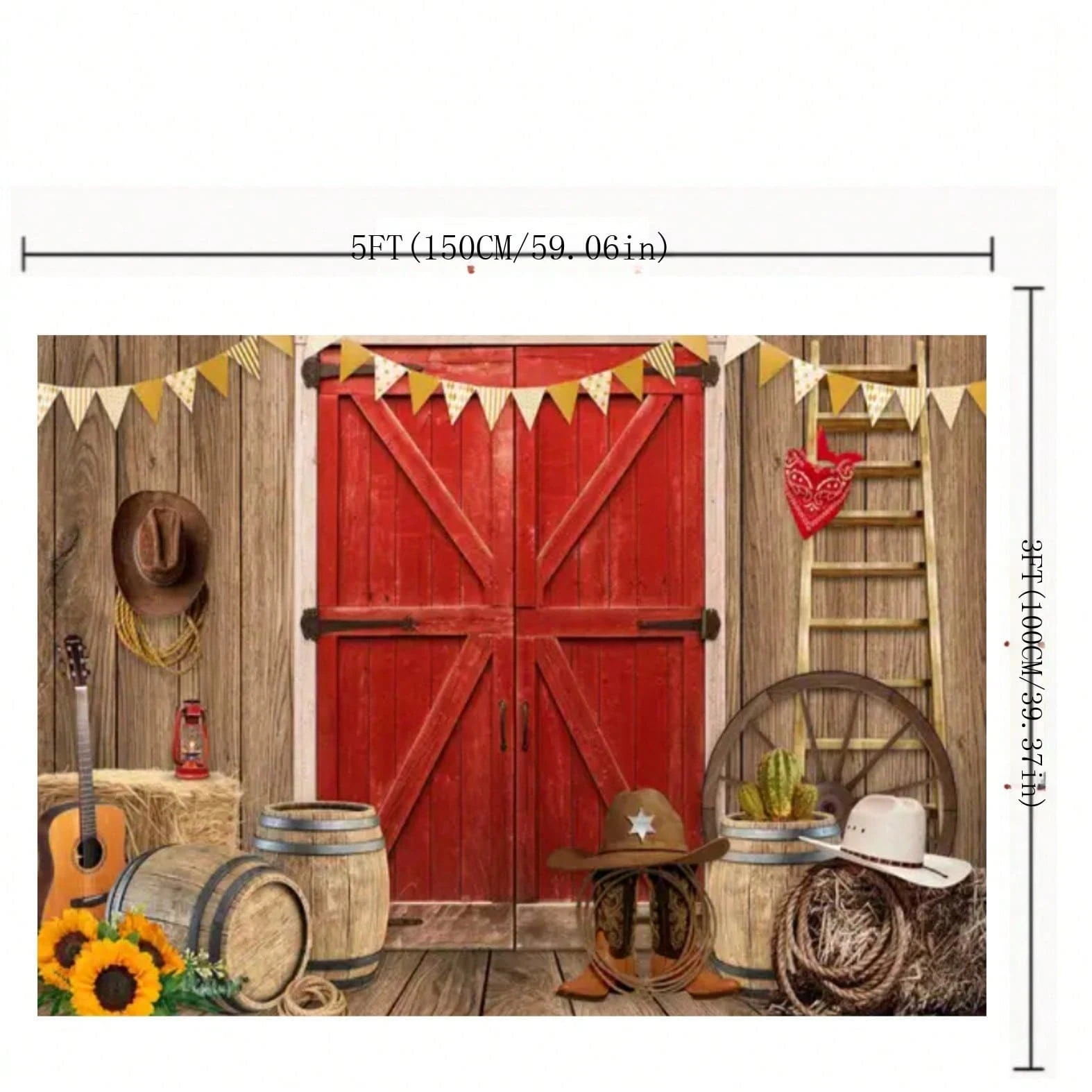 Western Cowboy Backdrop Barn Farm Horse Birthday Photography Wood House ...
