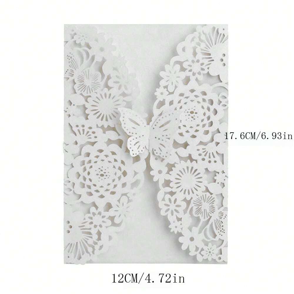 White Hollow Butterfly Style Wedding Greeting Card Invitation, With ...