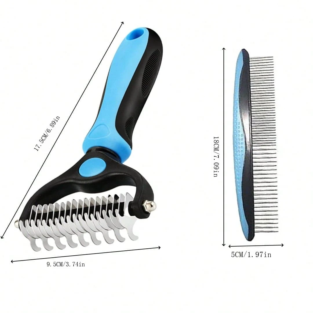 2-Sided Deshedding Undercoat Rake For Dogs And Cats - Safe And ...