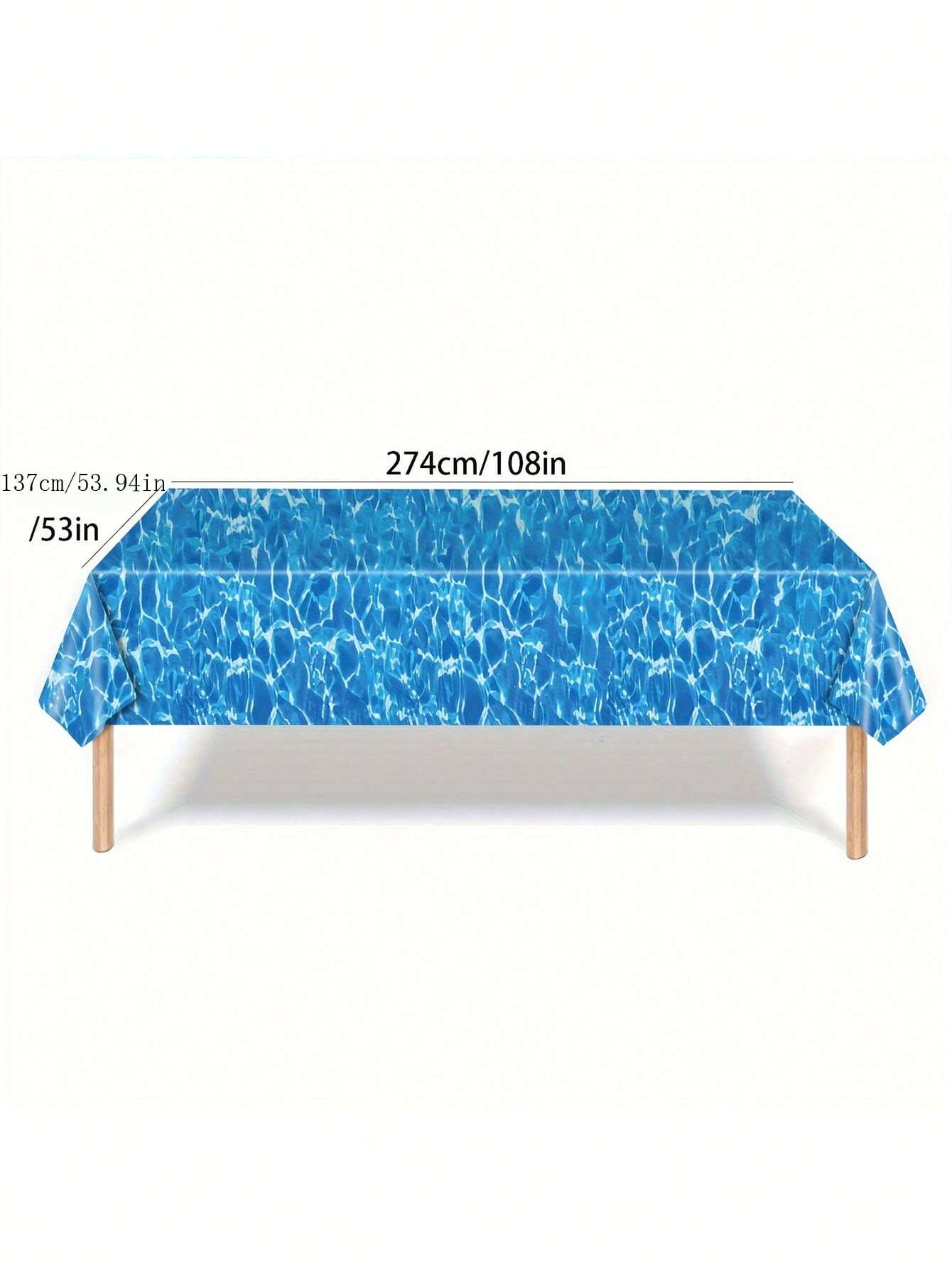 1pc Ocean Waves Themed Disposable Tablecloth With PE Material For ...