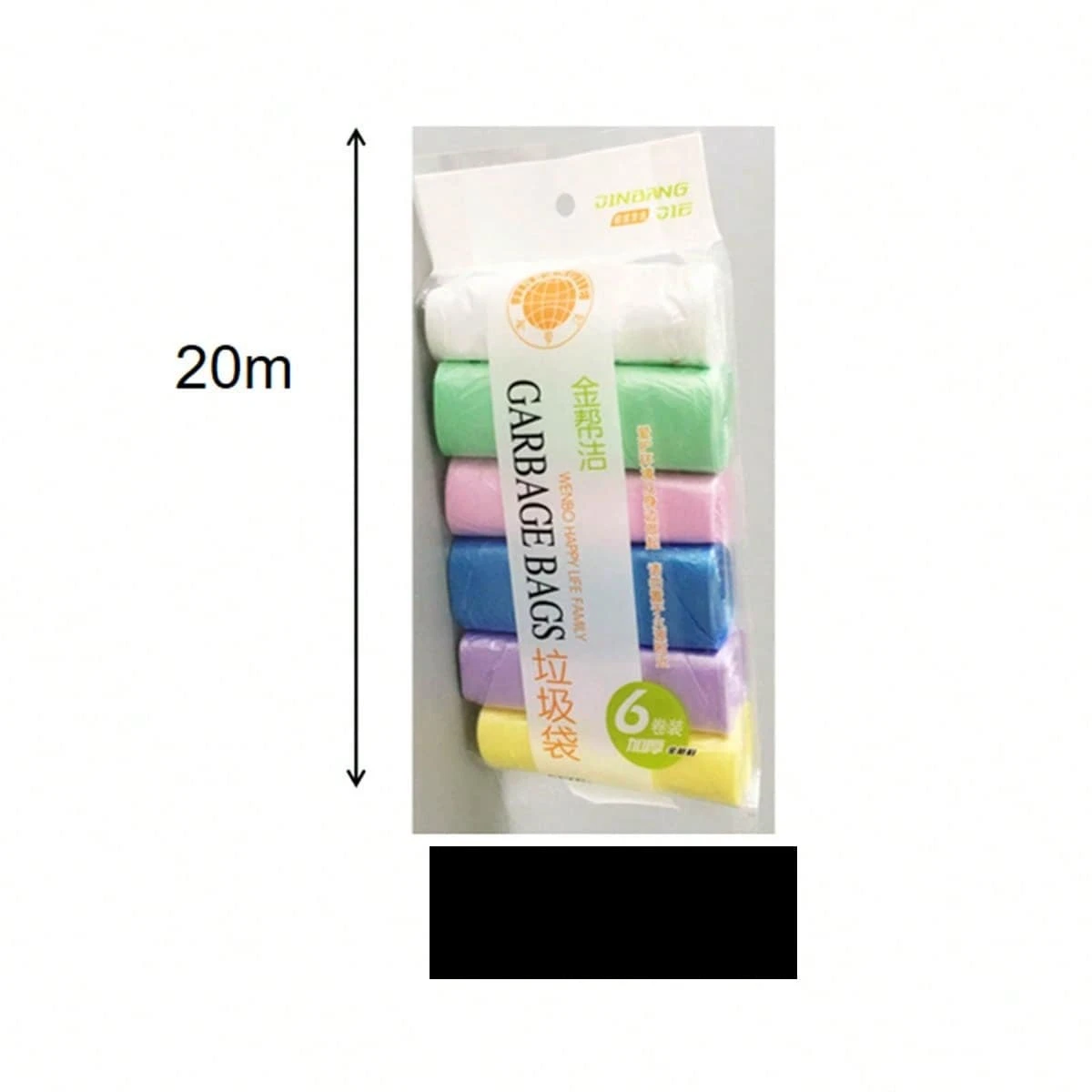 6 Rolls Point-Break Style Colored Trash Bags For Home, Hotel, Office ...