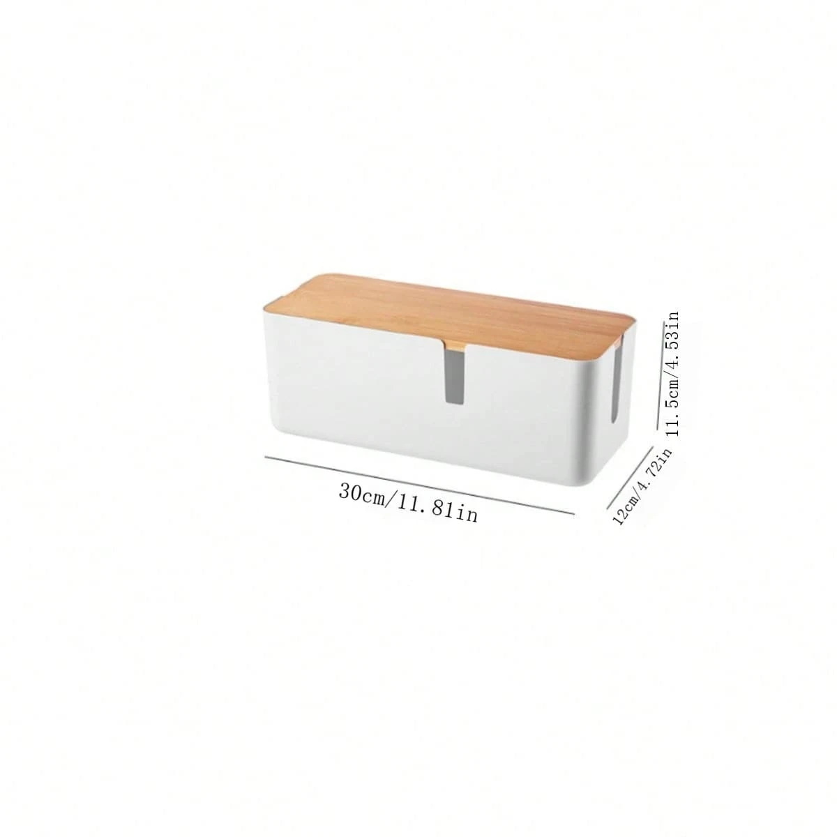 1 Individually Packed Cable Management Box With Bamboo Cover, White ...