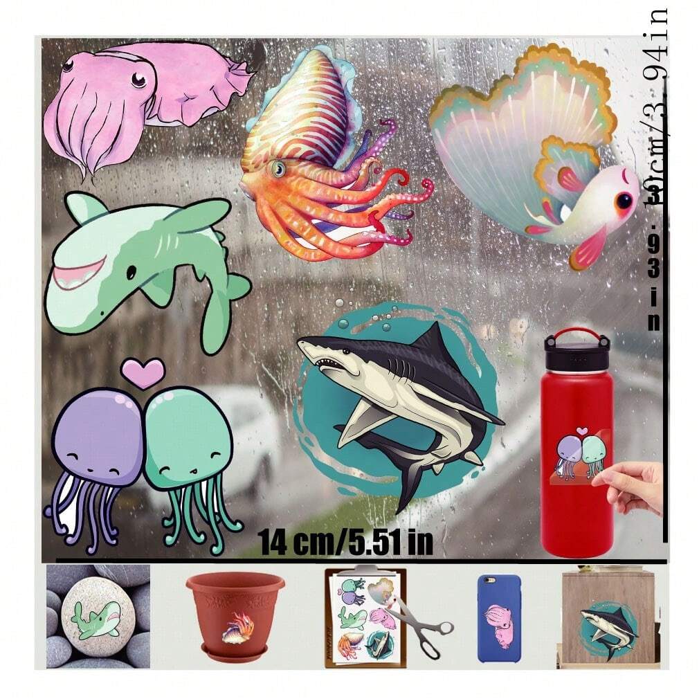 8 Sheets Of A6 Marine Organism Halobios Sea Life UV Transfer Sticker 3D ...