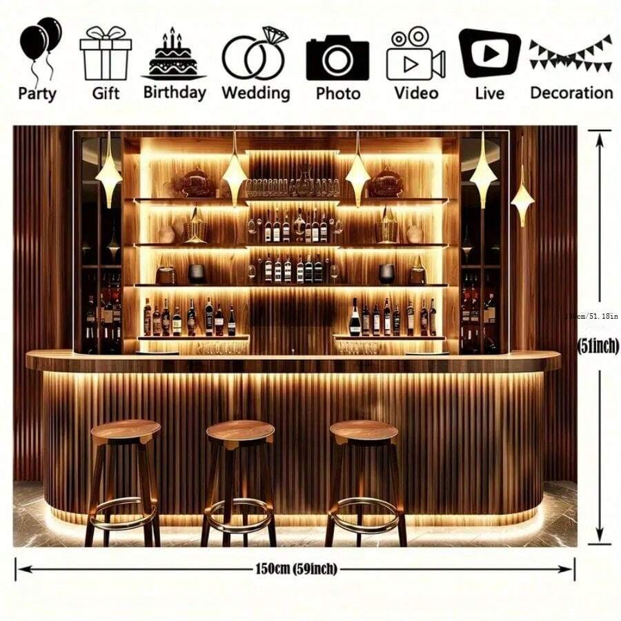 1PC Luxury Bar Photography Background - Polyester Multipurpose Alcohol ...