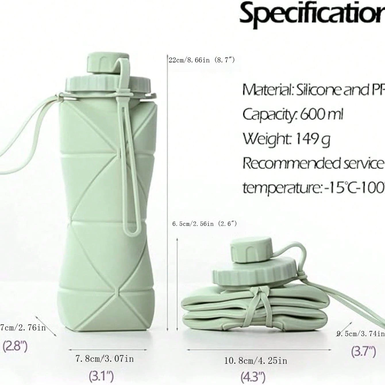 Botella de agua plegable, botella de agua plegable de silicona para ...