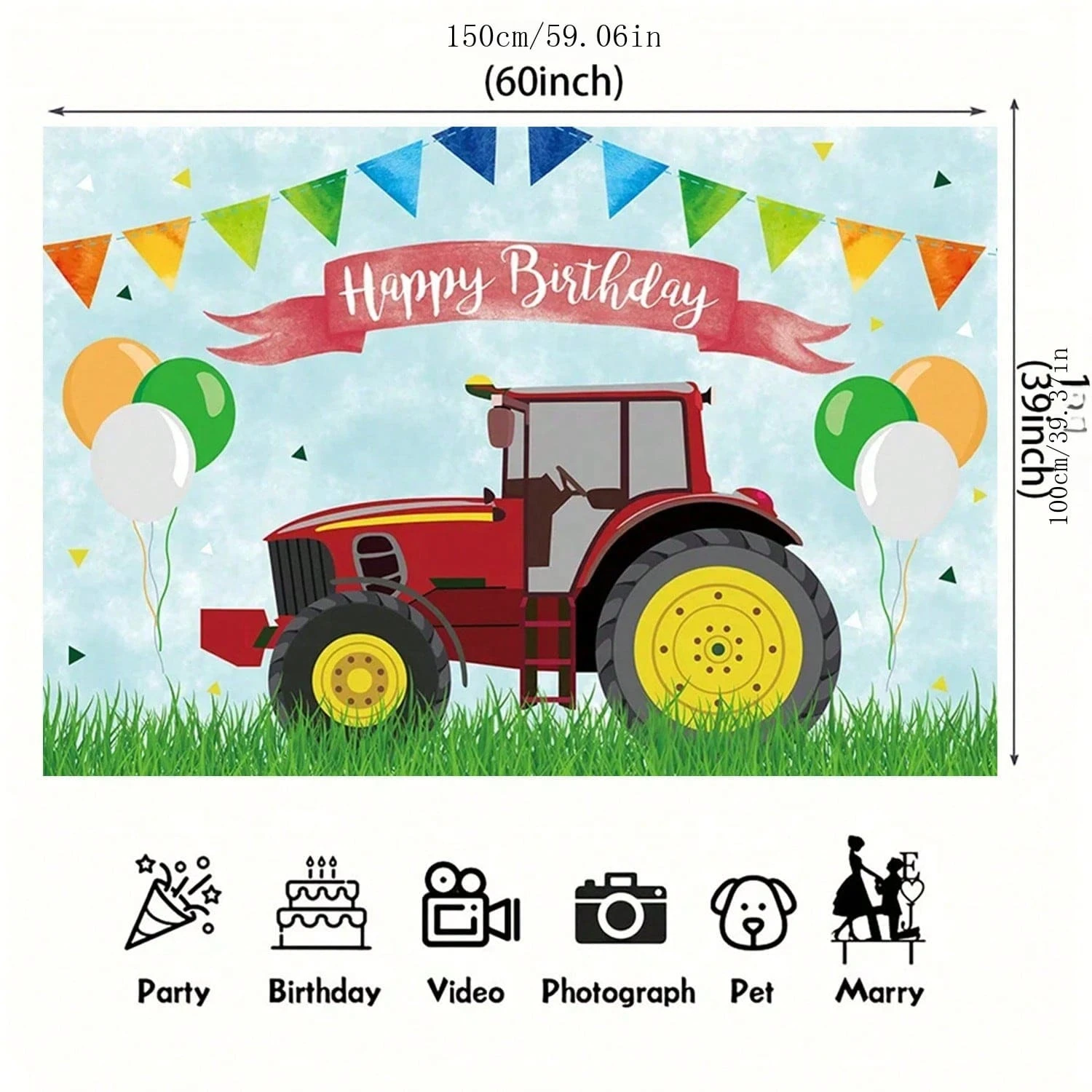 Green Truck Farm Theme Birthday Party Custom Decoration Background ...