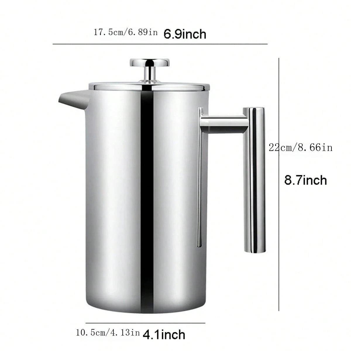 304 Stainless Steel Double Wall French Press Coffee Maker, Thermal ...