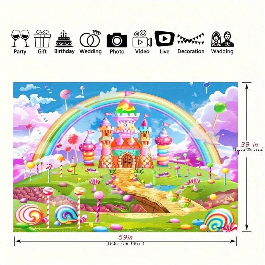 Toile de fond pour fête douce du pays des bonbons - thème château arc ...