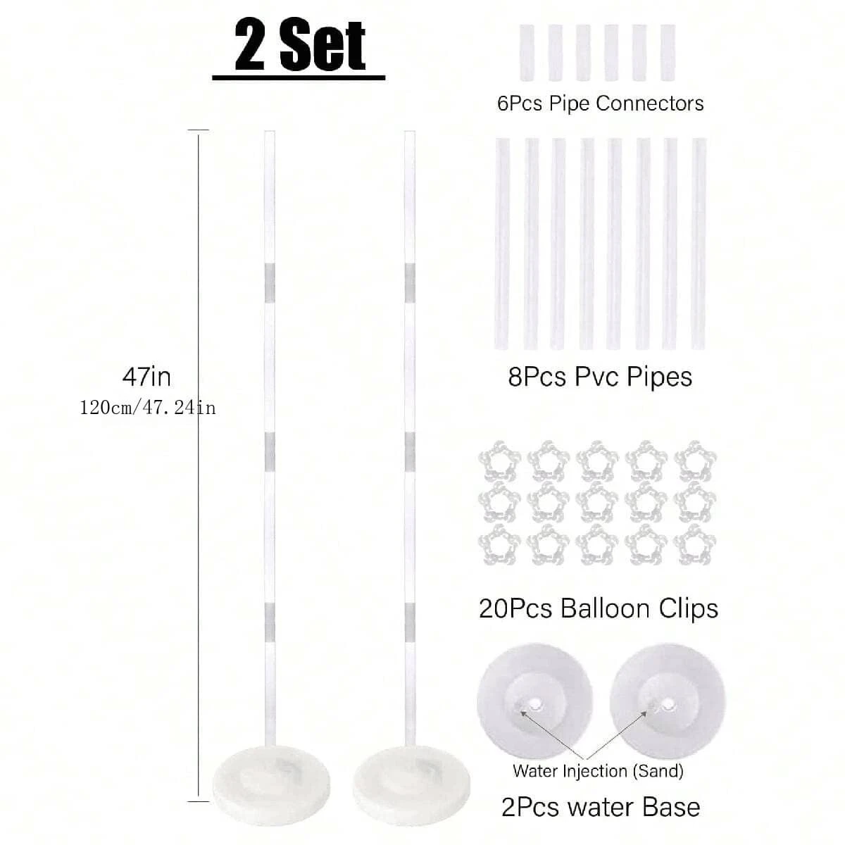 2 Sets Adjustable Balloon Post Stand Kit Base And Pole Balloon Tower ...