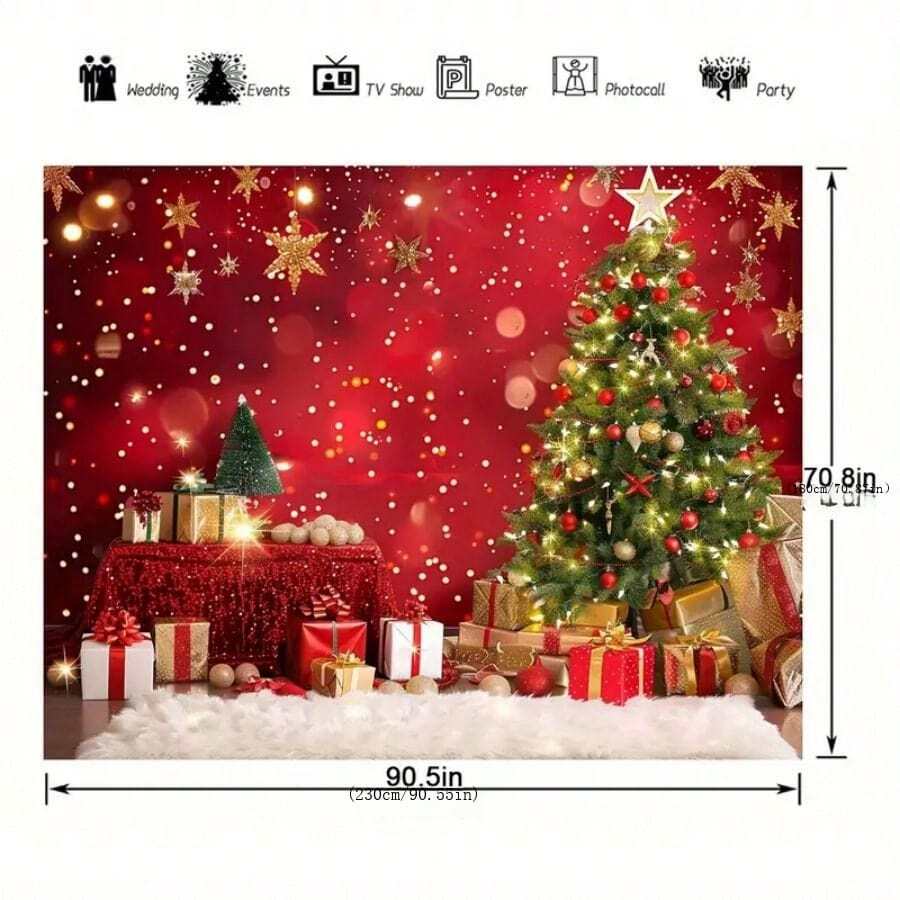 Fondo fotográfico festivo rojo de Navidad y Año Nuevo - poliéster, sin ...