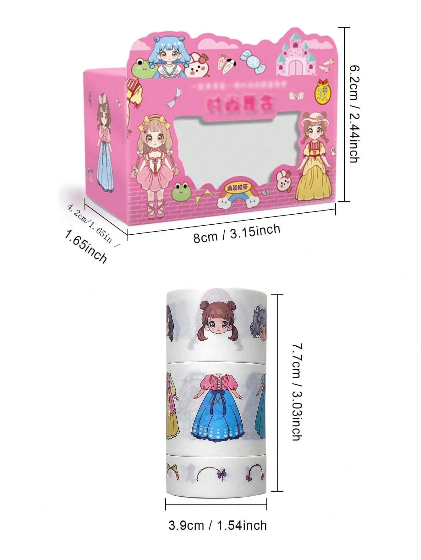 1 Box With 3 Rolls Cartoon Doll Stickers, Fashion Costume Party Girl ...