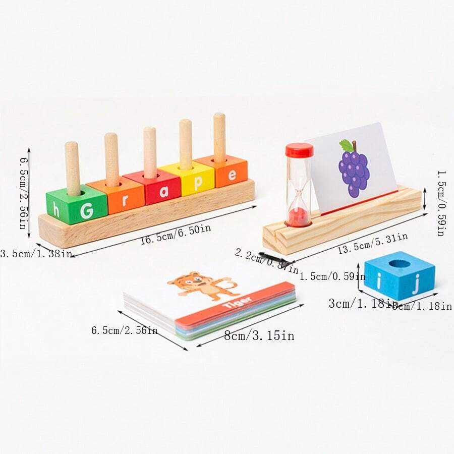 Montessori Spelling Word Building Wooden English Letter Matching Stick ...