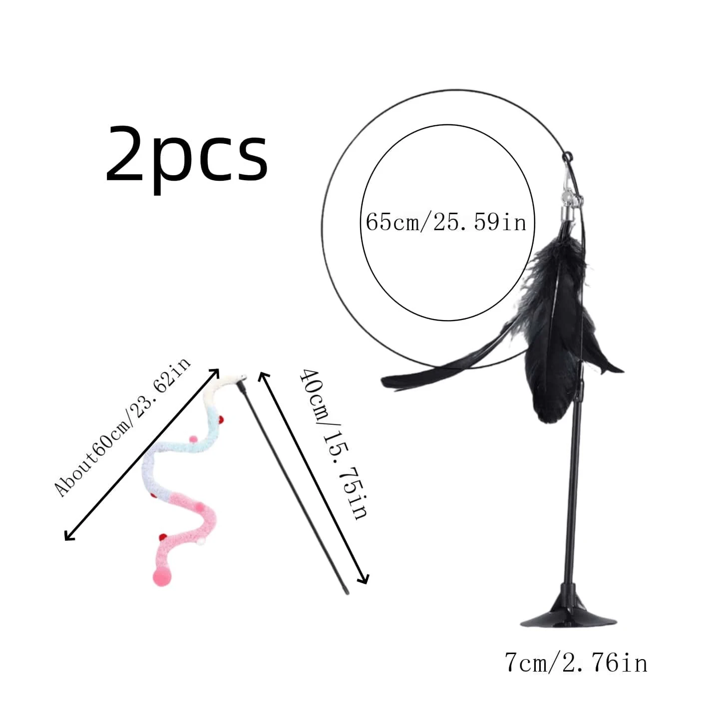 Two Piece Cat Interactive Toy Set Coarse Wool String Cat Teasing Stick ...