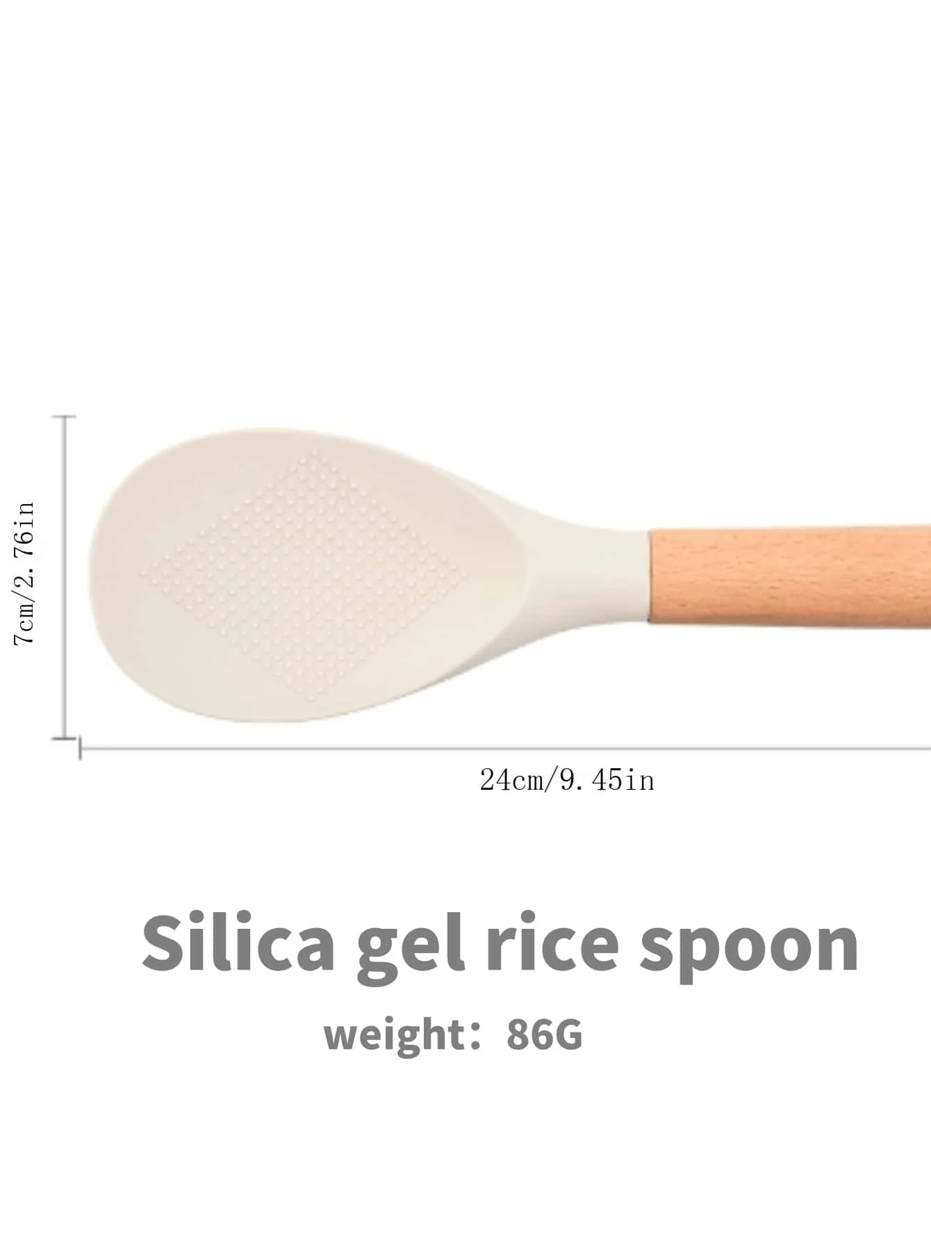 Heat Resistant Silicone Rice Ladle, Non-Stick Wooden Handle Rice Paddle ...
