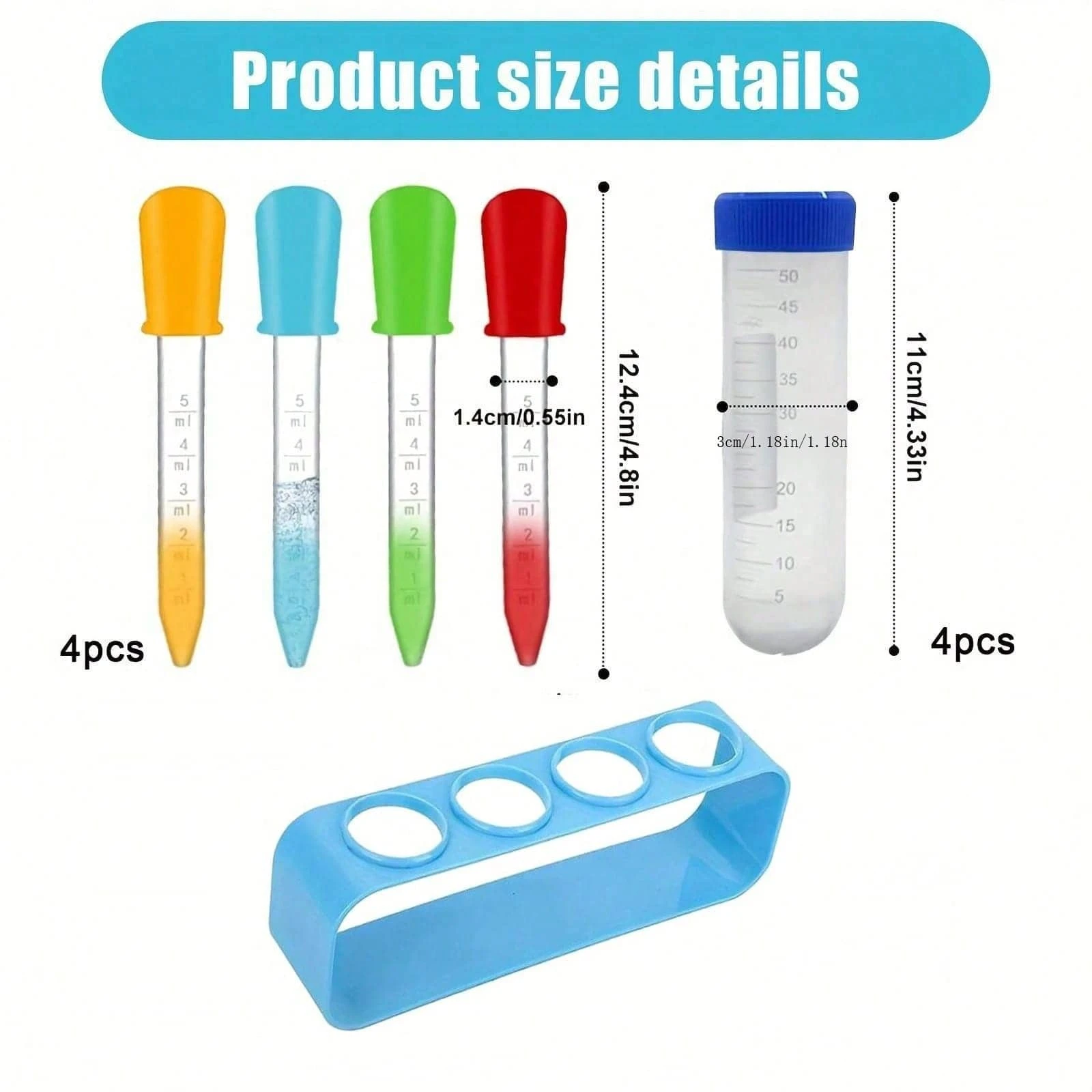 9pcs Scientific Experiment Kit With Holder And Dropper, Plastic ...
