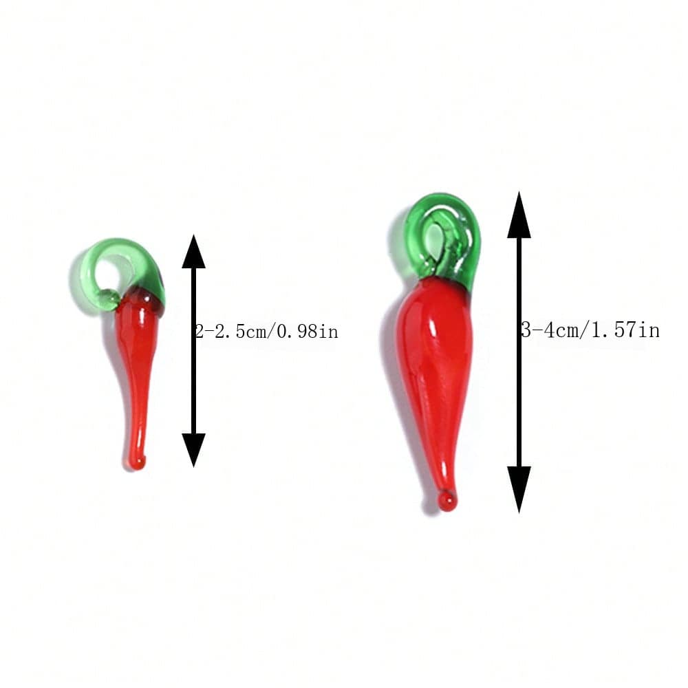 10/20pcs Glass Red Chili Pepper Pendants, Italian Red Chili Charm For ...