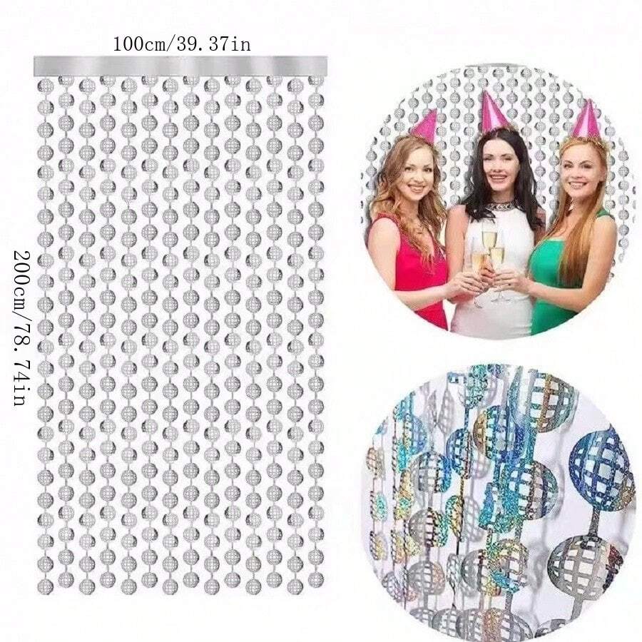 Disco Rain String Curtain Party Backdrop Decor, Holographic Reflective ...