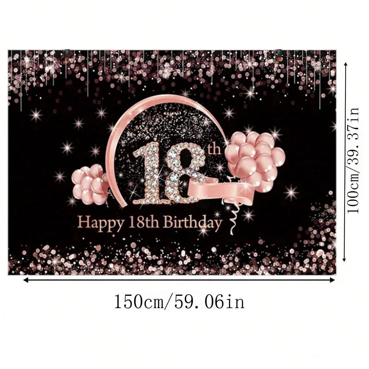 Pink 18th Birthday Rose Gold Balloons Party Photo Backdrop Decorations ...