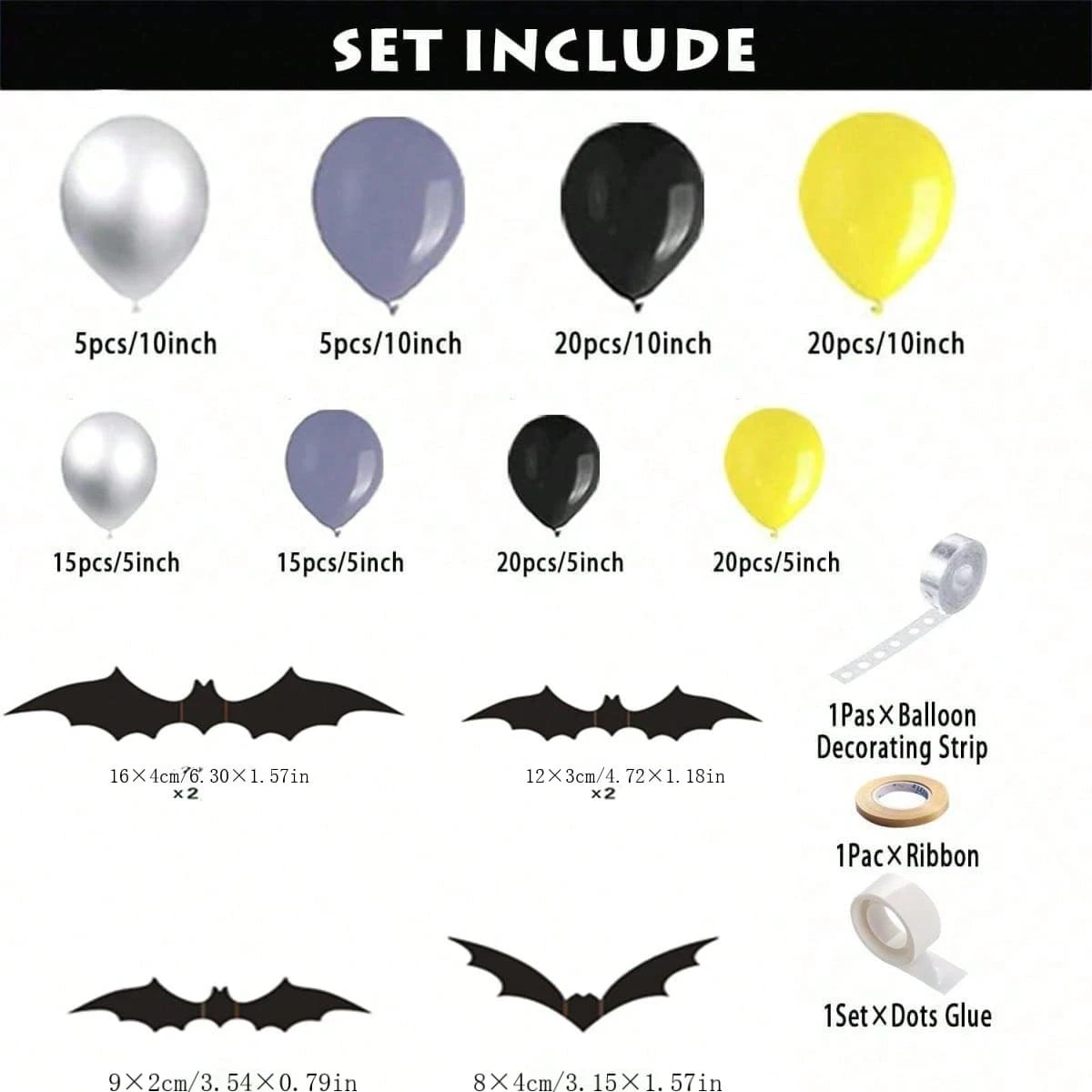 Super Bat Themed Balloon Set, 3D Bat Balloons For Birthday Party ...