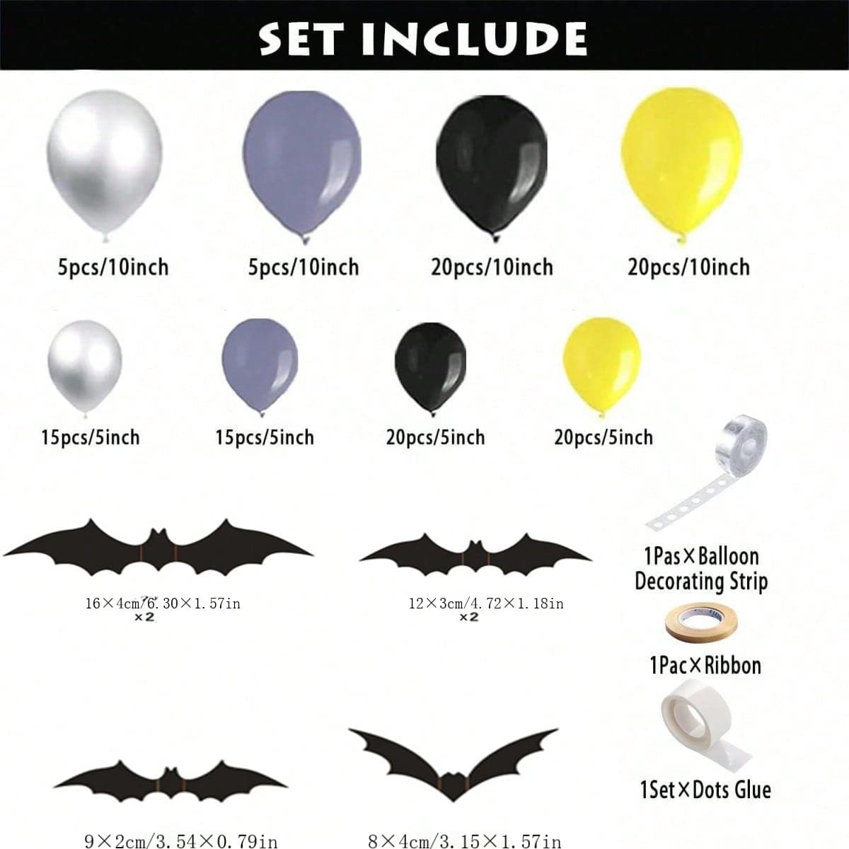 Super Bat Themed Balloon Set, 3D Bat Balloons For Birthday Party for ...