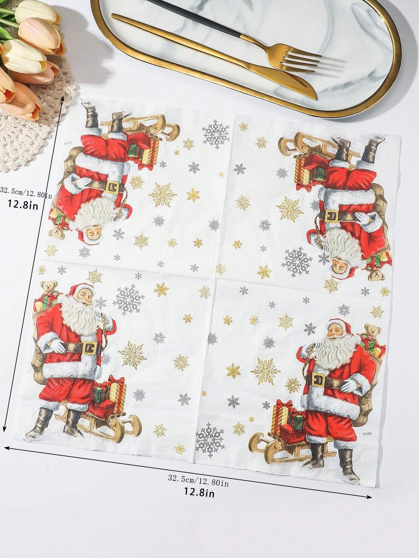 Random 4 Bags/Pack Mix Patterns Christmas Napkins Disposable Dinner ...