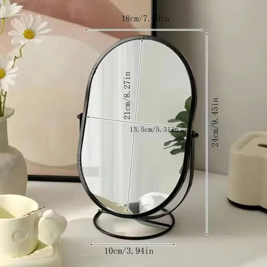 1pc Desktop Luxury Makeup Mirror Vanity Mirror Rotatable Mirror High ...