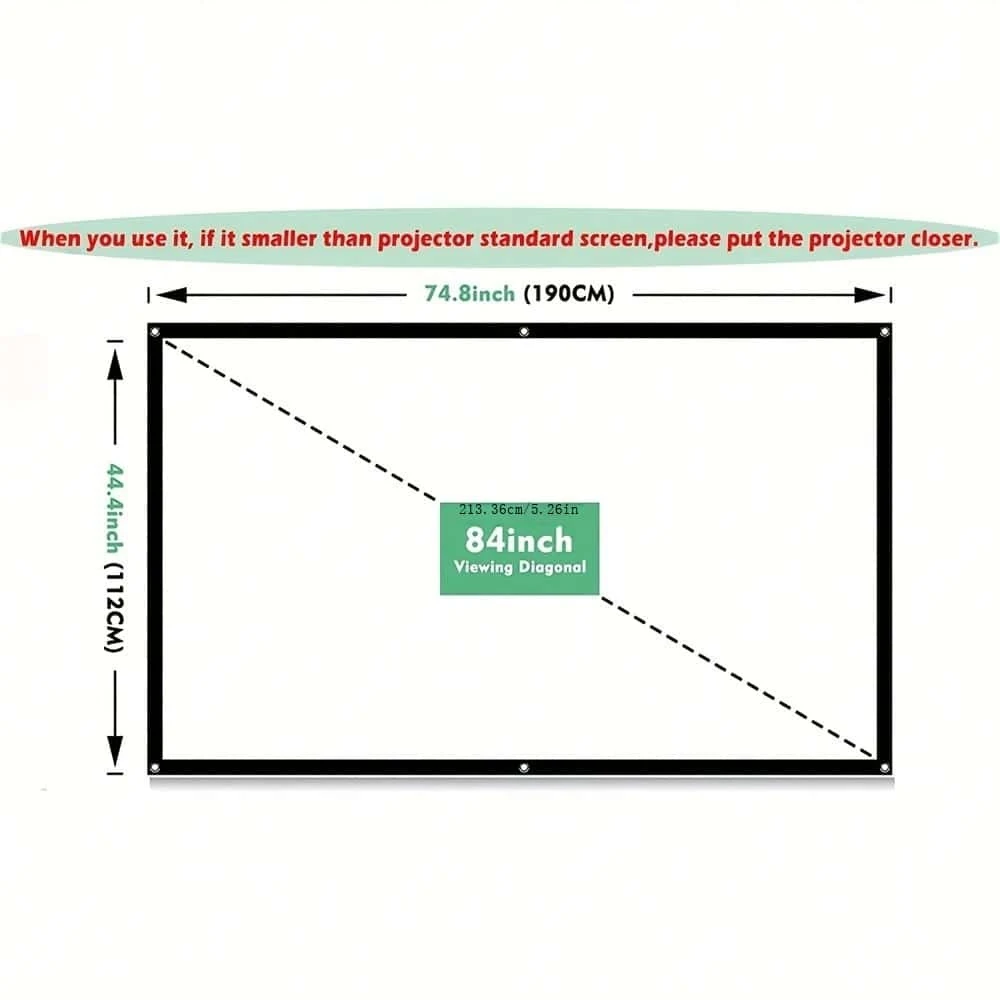84 Inch Projection Screens, Outdoor Movie Screens Portable Projection ...