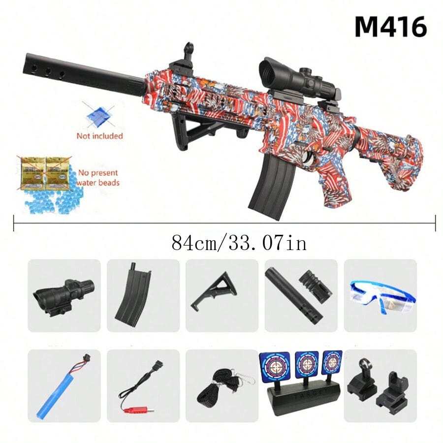 Pistola de brinquedo M416, bola de gel M416 de alta velocidade com plugue laranja e carregador ...