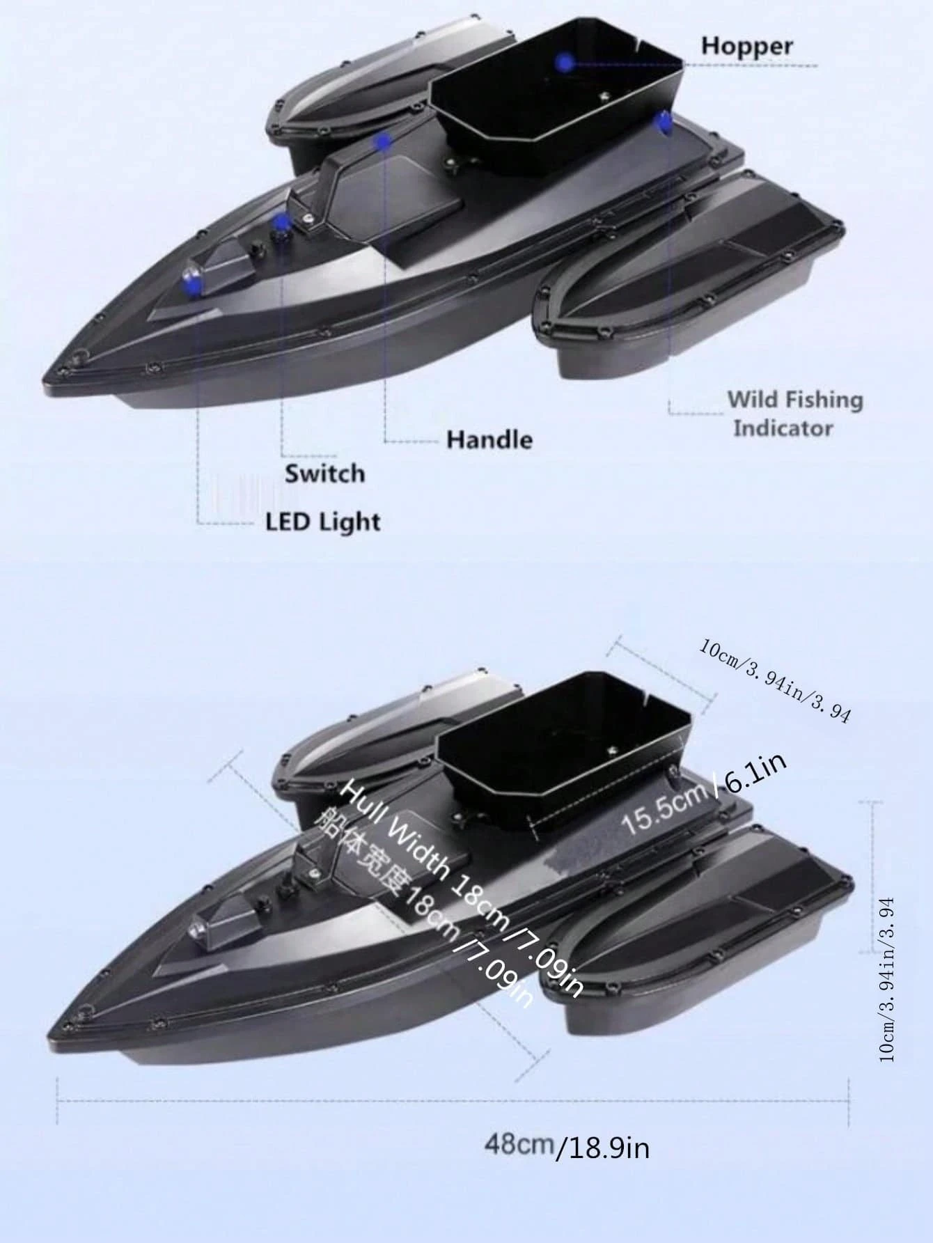 Professional Fixed Speed Cruise Remote Control Fishing Bait Boat 1.5KG ...