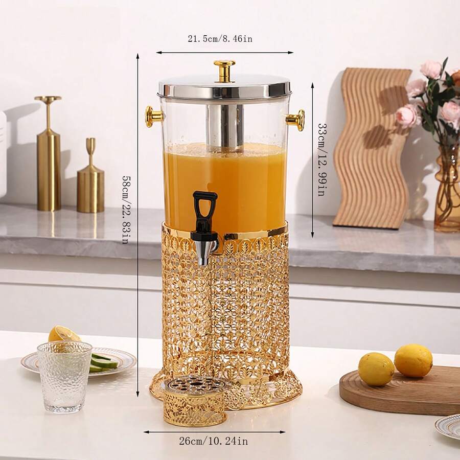8L Golden Stand Juice Dispenser With Faucet And Ice Bucket, Commercial ...