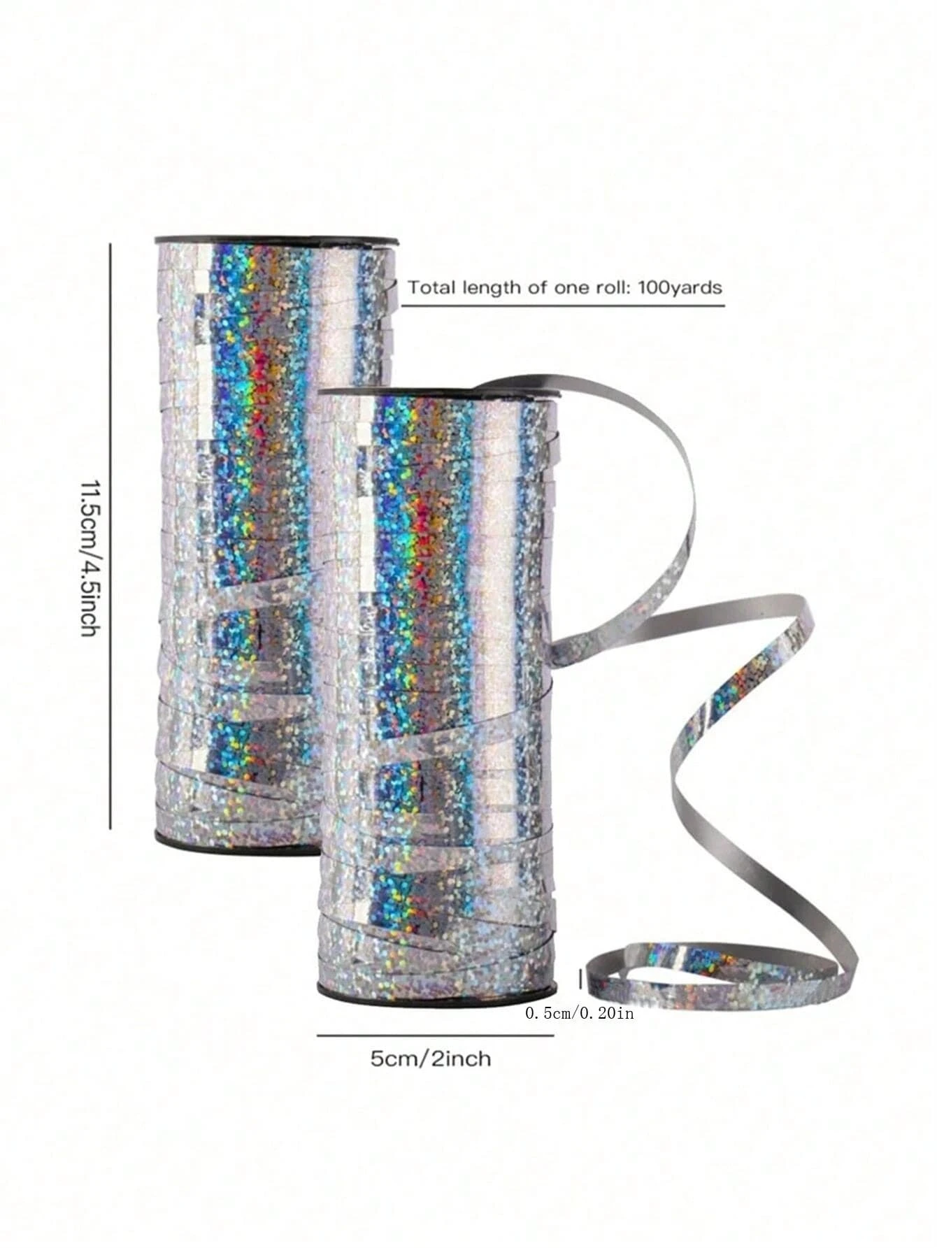 100 Yards Silver Curling Ribbon Balloon String Ribbon Shiny Metallic ...