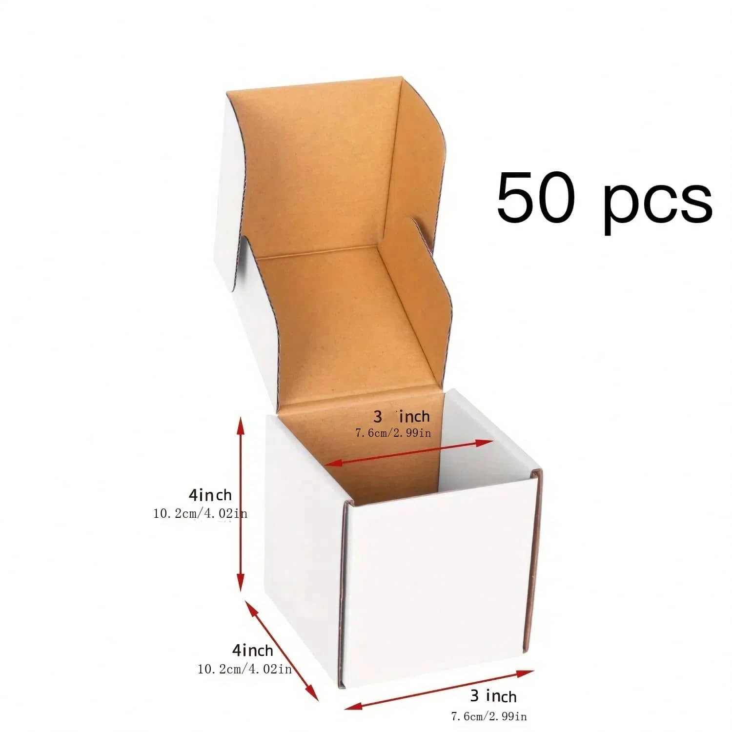 50 pièces Boîtes d'expédition de 3 x 4 x 4 pouces, boîtes en carton ...