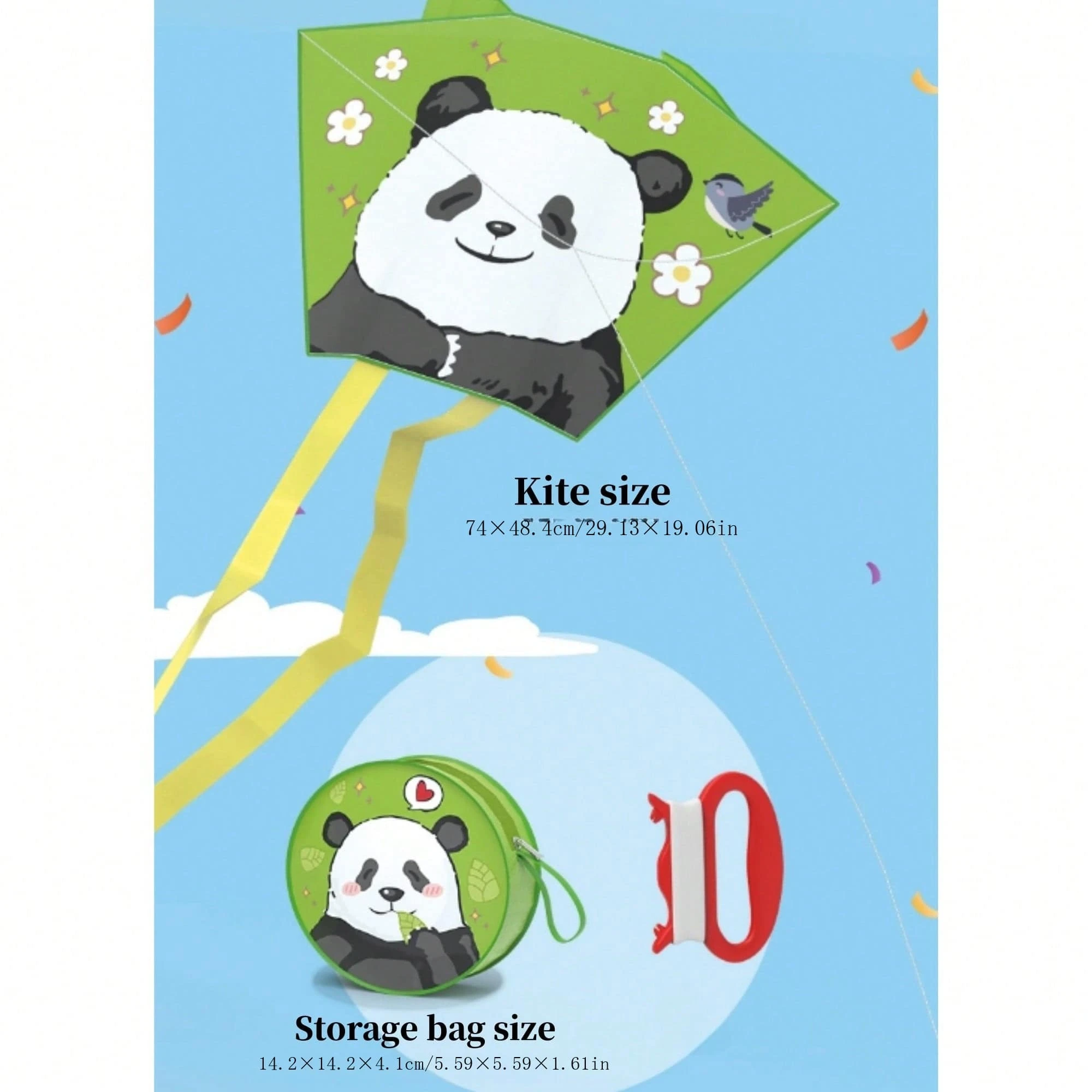 Panda Shaped Kite With Flying String - Durable Polyester Fabric ...