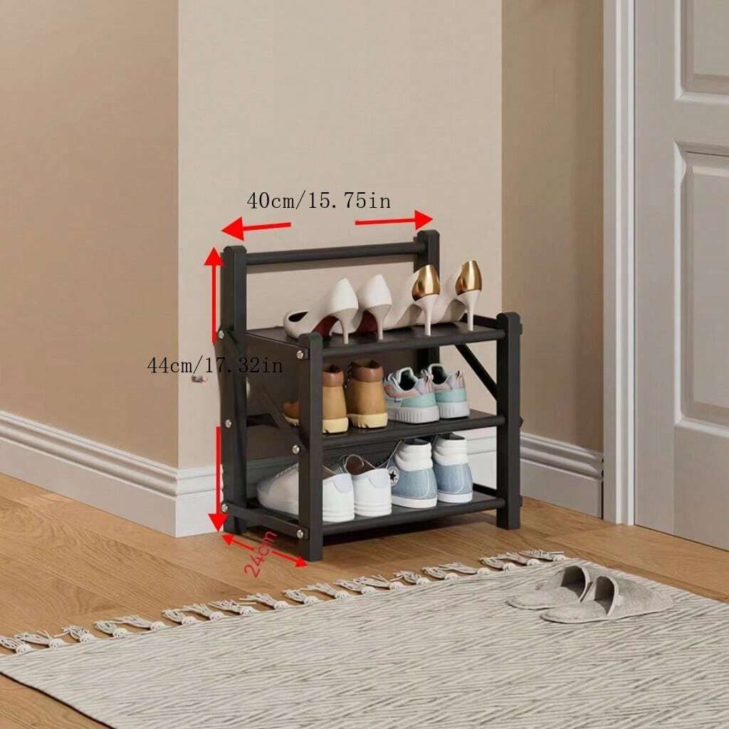 40cm Foldable And Installation-Free Shoe Rack Black Carbon Steel ...