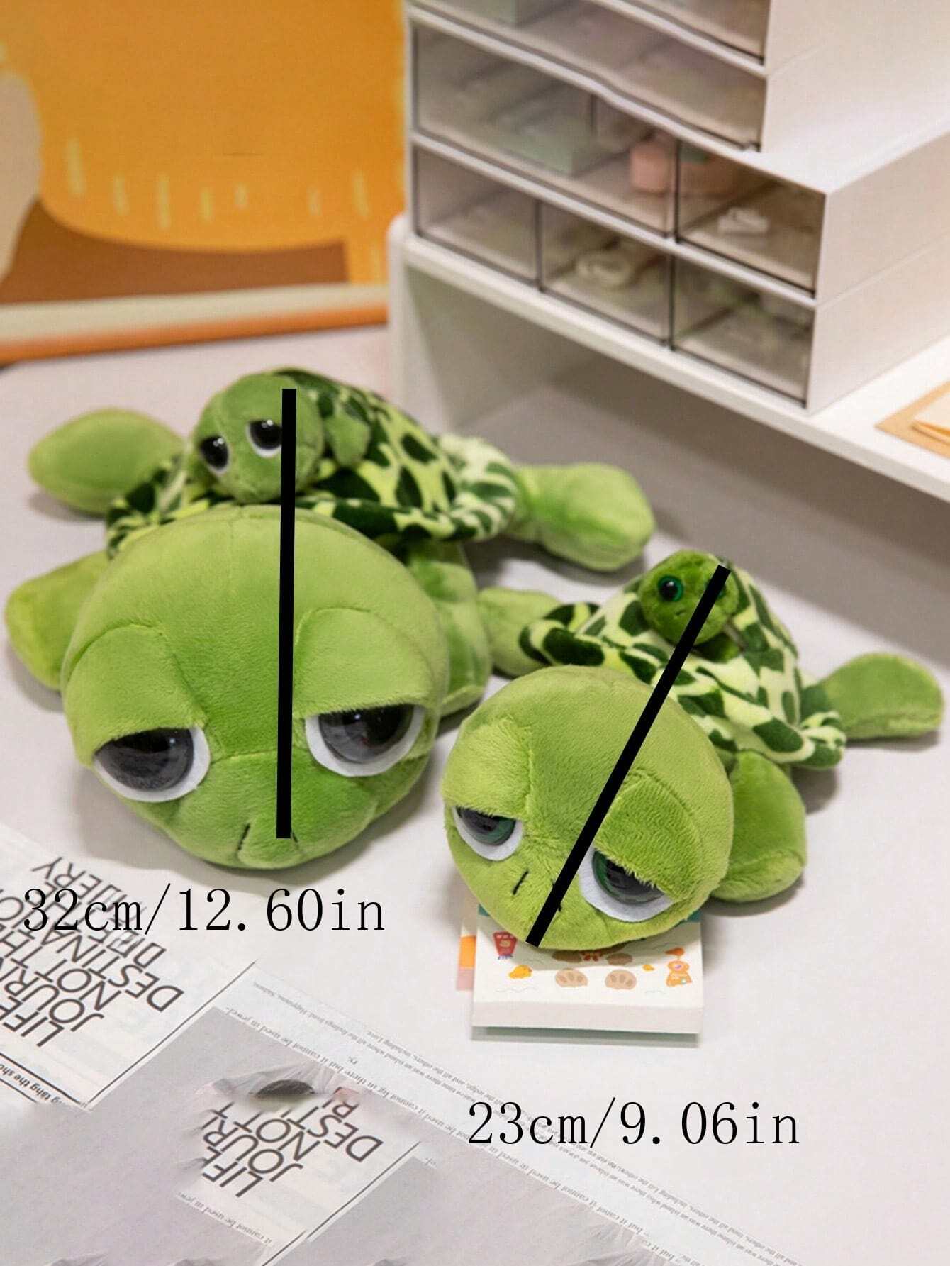 Realistic Big Eyes Turtle Plush Doll, Cute Mother & Baby Turtle Doll ...