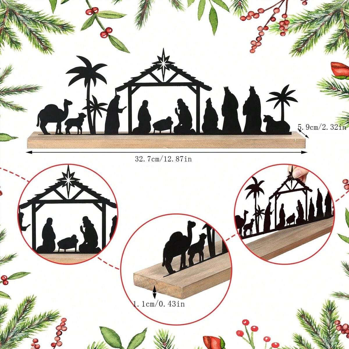 1pc Christmas Scene Decoration, Black Baptism Figurine With Metal ...