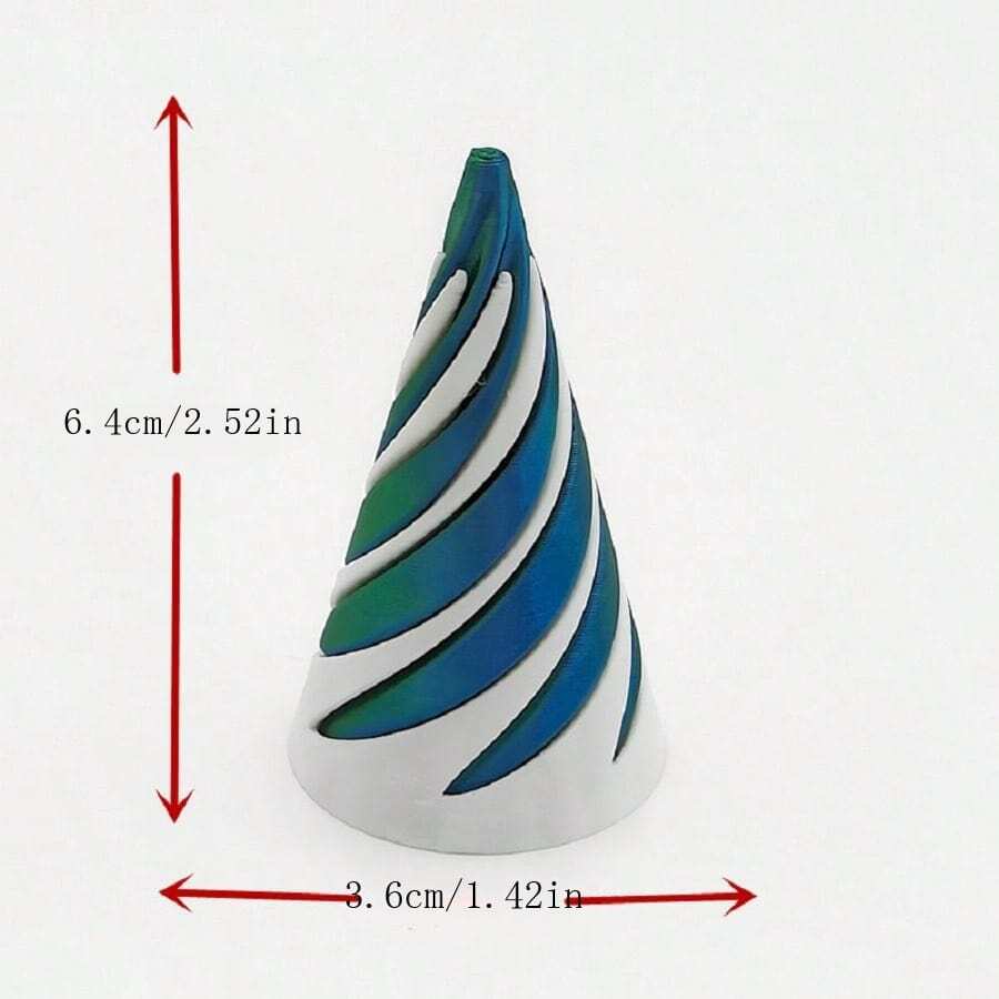 3D Printed Multicolor Gradient Spiral Cone Push Push Toy Desk Ornament ...