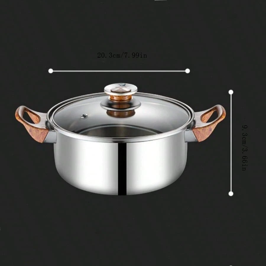 12 peças/conjunto de panelas de aço inoxidável com cabo de madeira ...