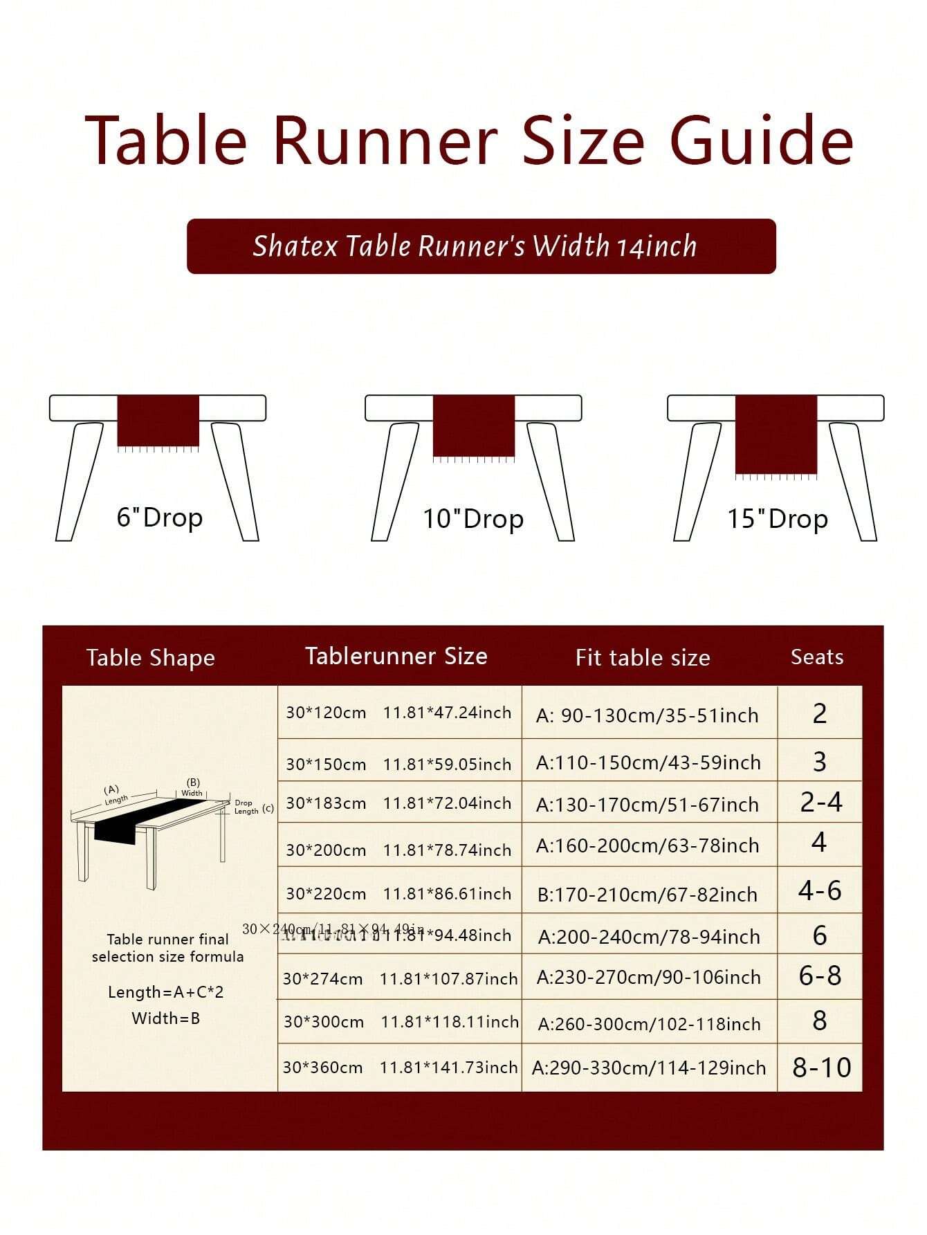 1pc Polyester Printed Christmas Table Runner, Multiple Sizes Available ...