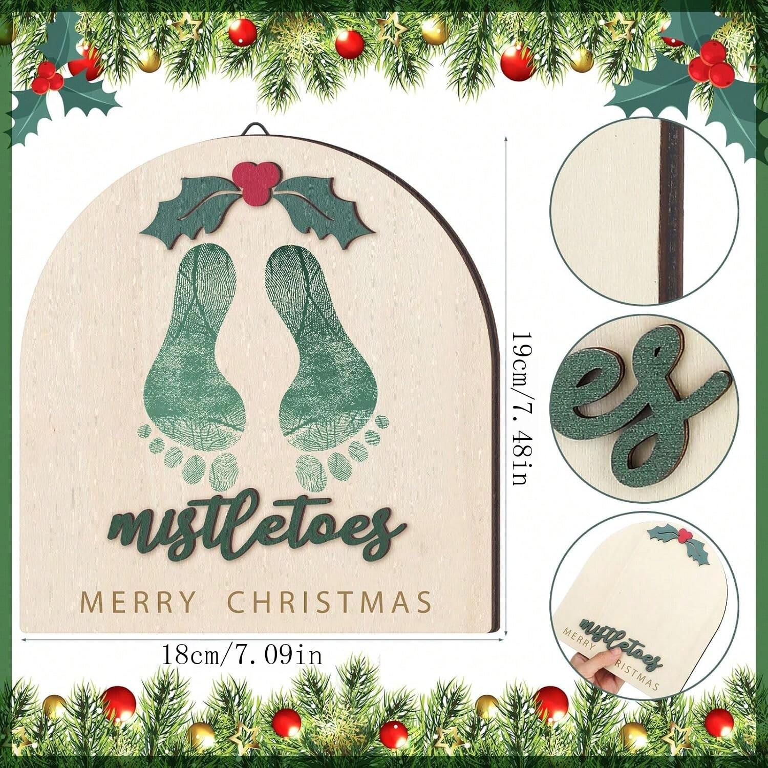 2pcs Christmas Keepsake Memory Footprint Display Plate, Newborn Baby ...
