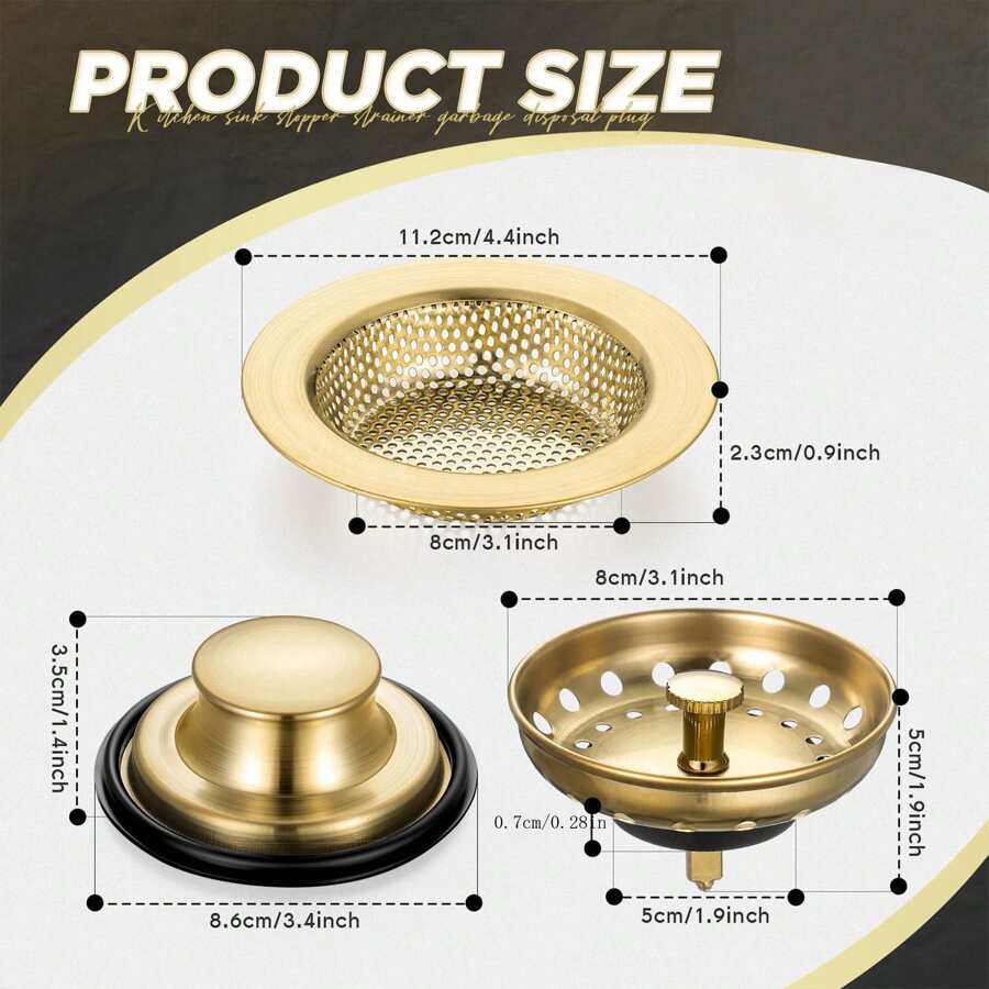 3 Pcs Kitchen Sink Stopper Strainer Garbage Disposal Plug, Stainless ...