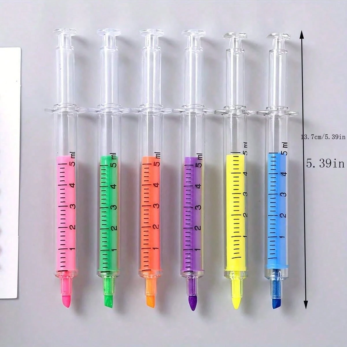 6 Multi-Color Syringe Highlighters - Smooth Writing, Long-Lasting Ink ...