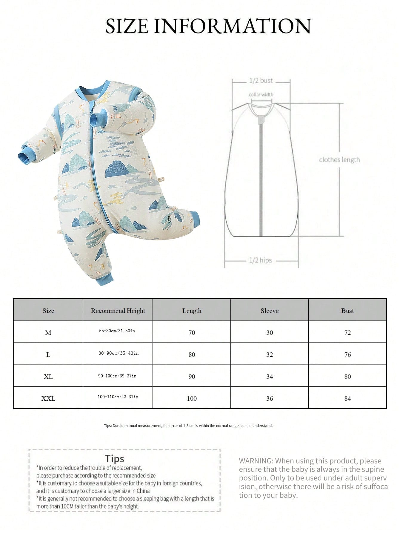 3.5TOG Children Thick Quilted Warm Sleepsack For Autumn Winter Sleep ...