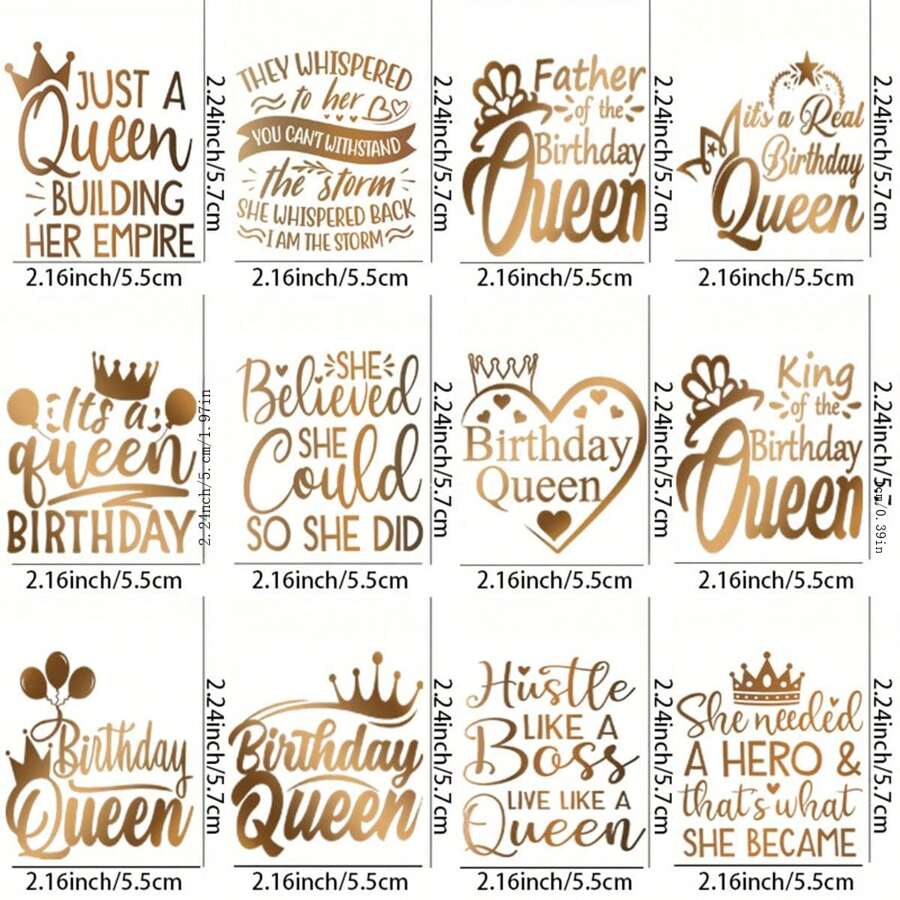 12er-Pack goldene Buchstaben UV DTF Tassen Wraps Königin Stil Aufkleber ...