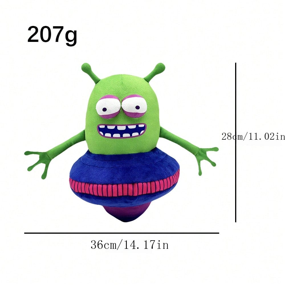 Giocattolo di peluche divertente con alieno UFO verde sporgente ...