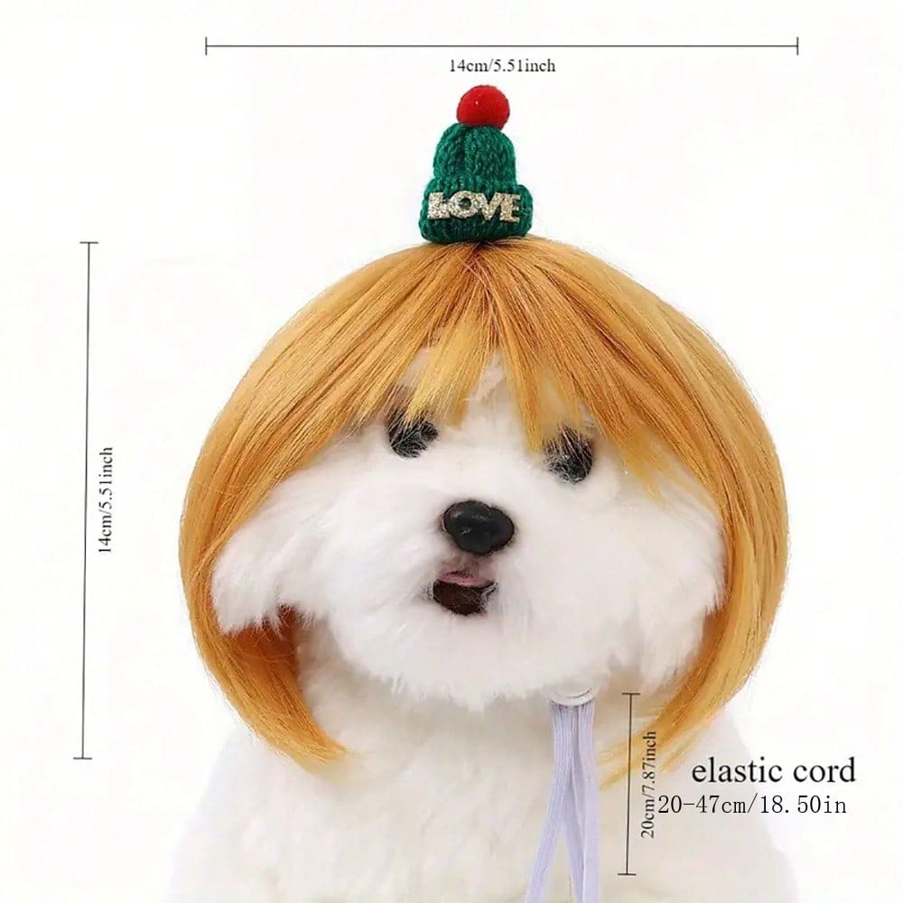 Christmas Pet Wig Brown Short Hair Cute Wig Accessories Halloween Ugly ...